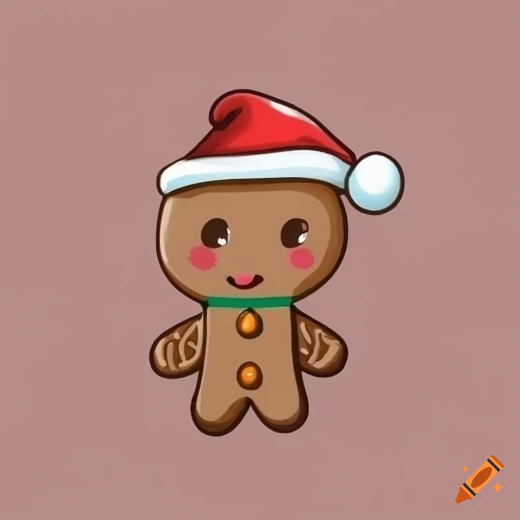 Chibi gingerbread with santa hat on Craiyon