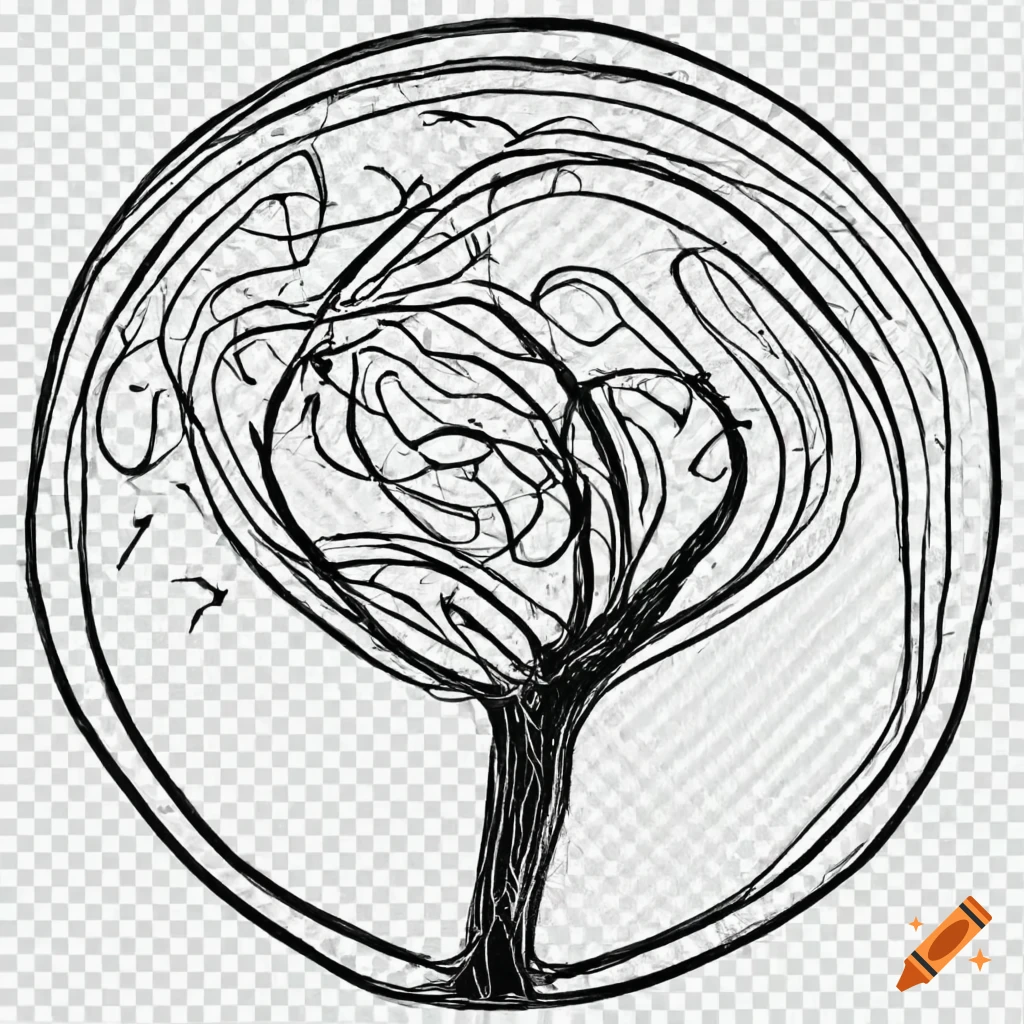 Abstract line sketch of a tree representing life on Craiyon