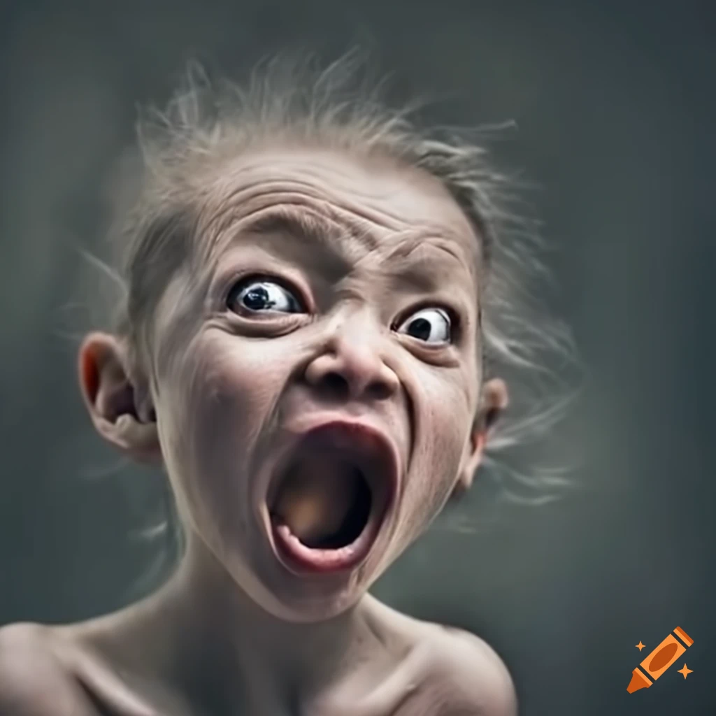 Scared expression on Craiyon