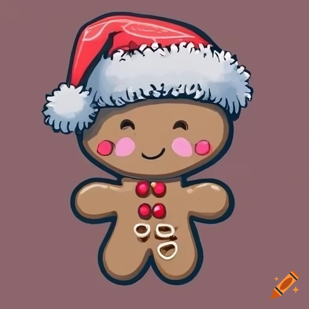 Chibi gingerbread with santa hat on Craiyon