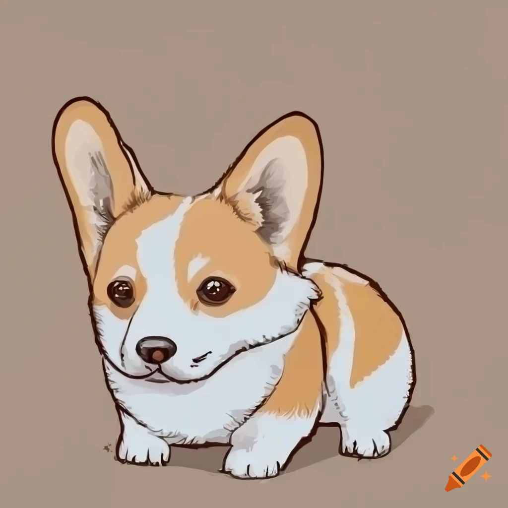 Minimalistic cute corgi in simple vector shapes on Craiyon