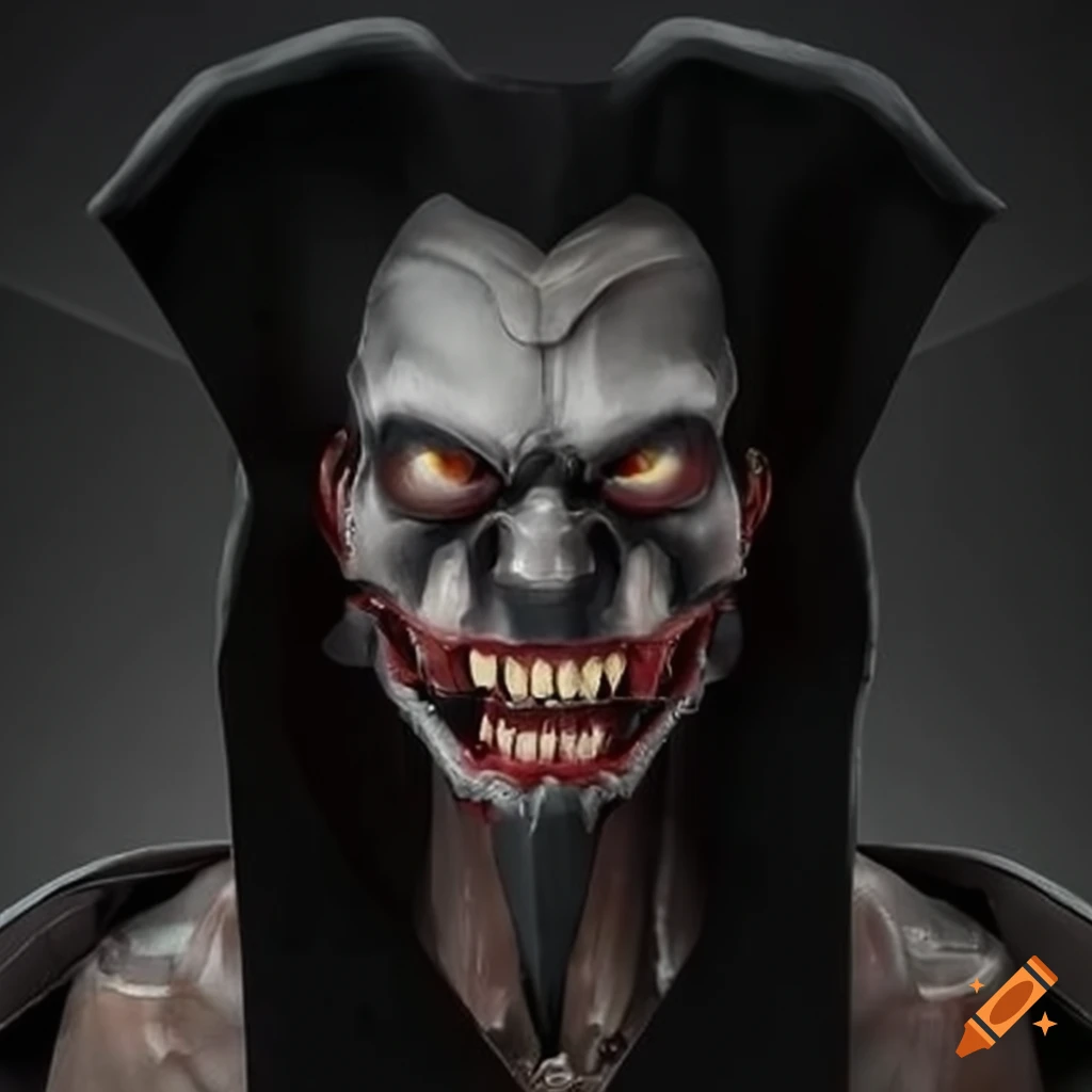 Intriguing mechanical vampire with fangs and cloak on Craiyon