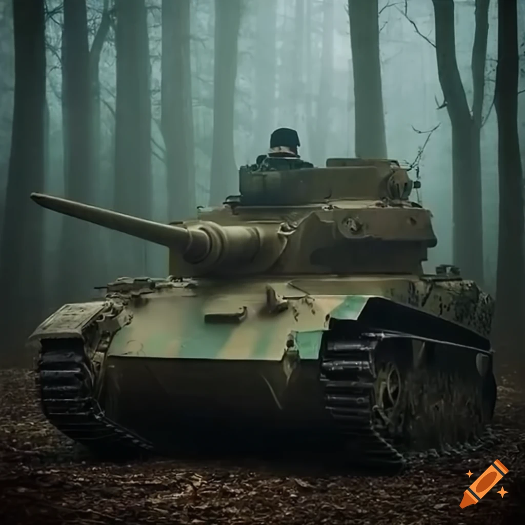 Italian tank in a foggy forest on Craiyon
