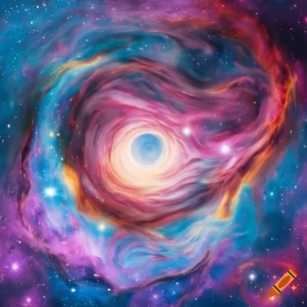 Ethereal galaxy of stars and swirling nebulae around a celestial figure ...