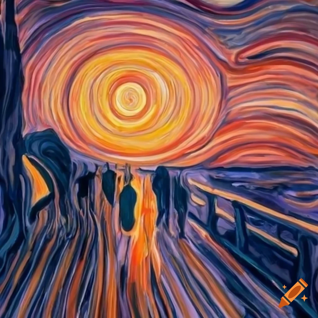 Munch sunrise painting on Craiyon