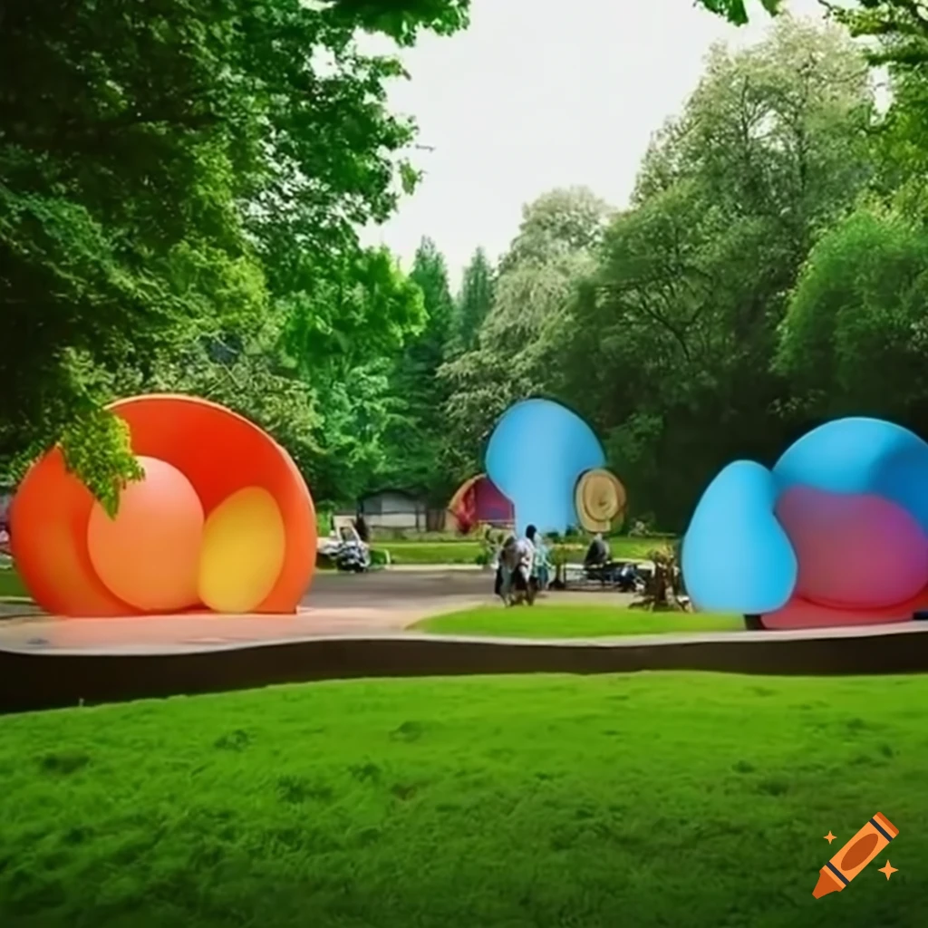 Spacious park with pop art installations, ideal for families on Craiyon