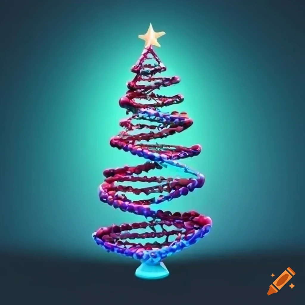 Genetics dna christmas tree in a bioinformatics laboratory on Craiyon