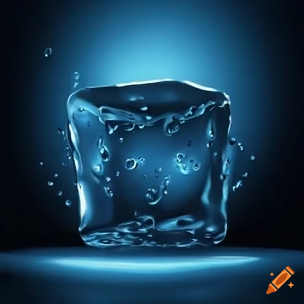 Solid cube of water on Craiyon