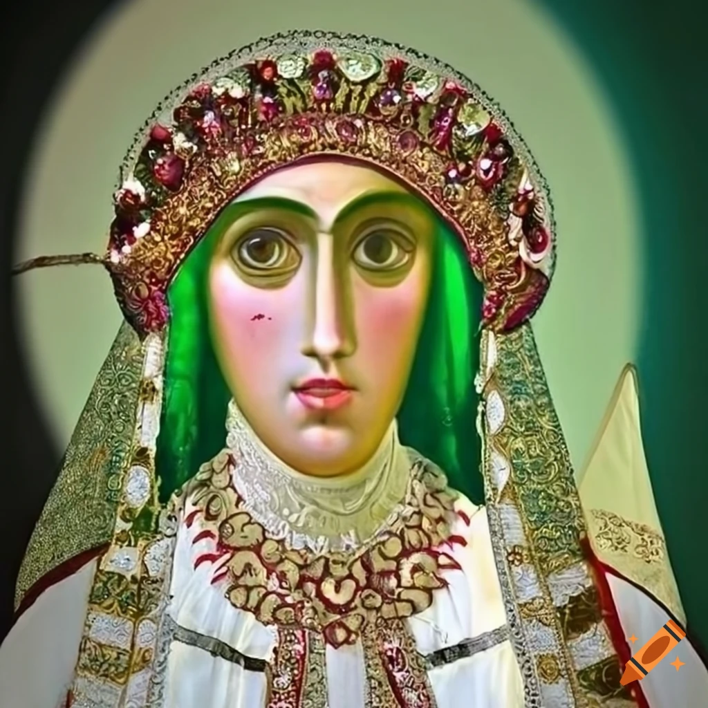 Portrait of Saint Tamar in a Georgian orthodox dress with fairy wings ...