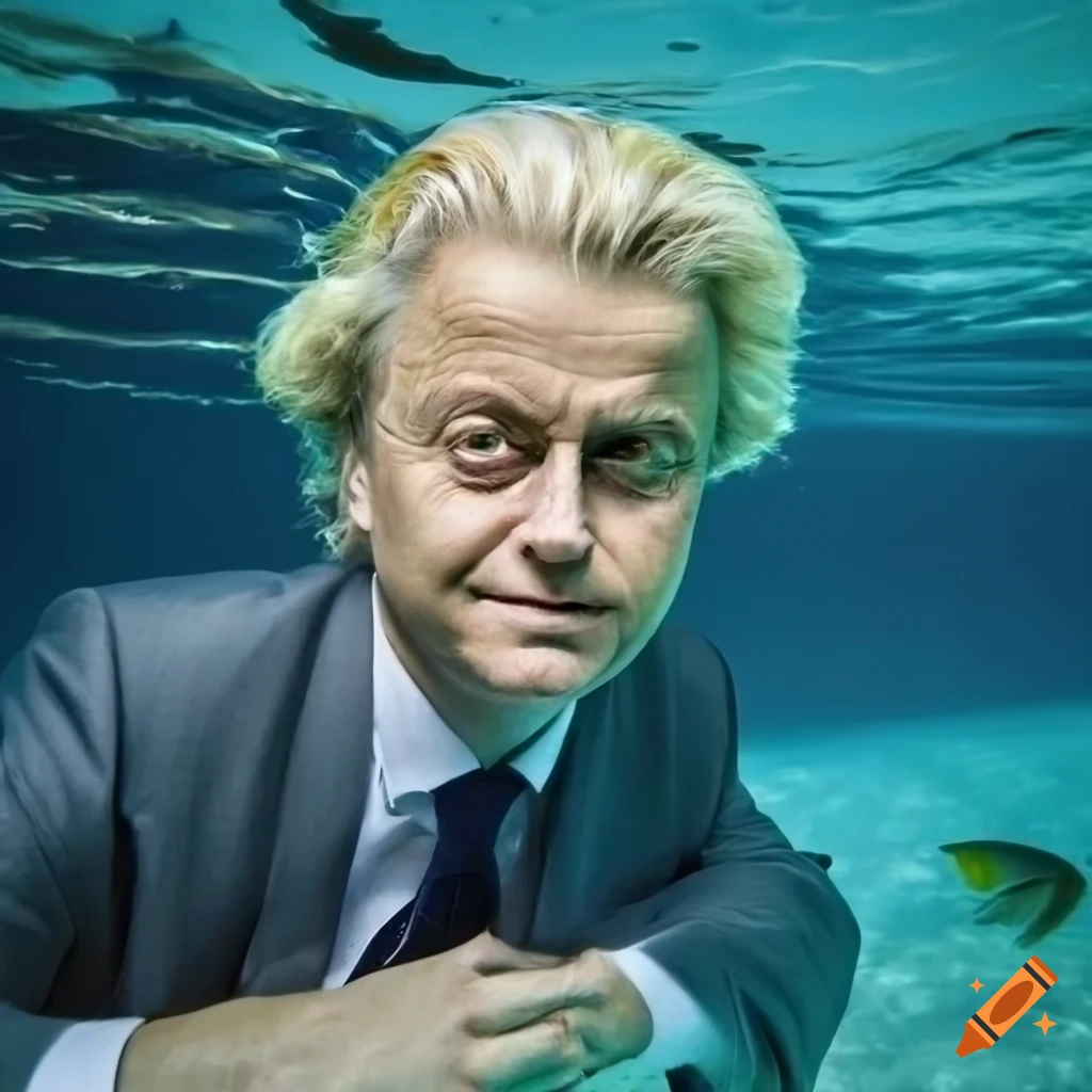 Portrait of dutch politician geert wilders in a summer swimming pool on ...