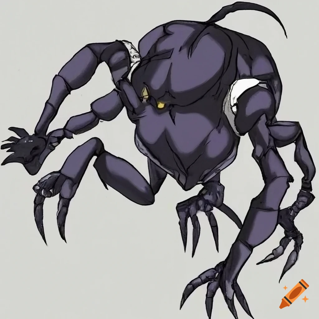 Detailed black beetle-like digimon drawn in Ken Sugimori style on Craiyon
