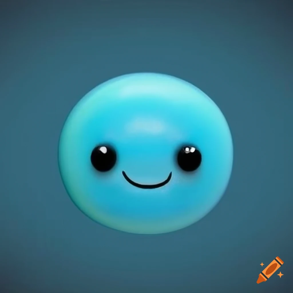 Happy blue blob with two oval-shaped eyes on Craiyon