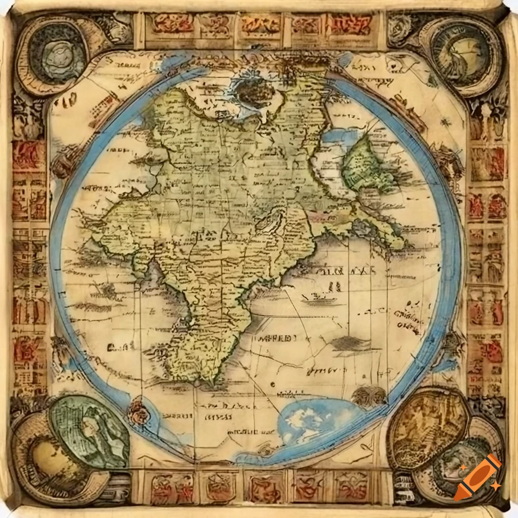 Antique fantasy map on Craiyon