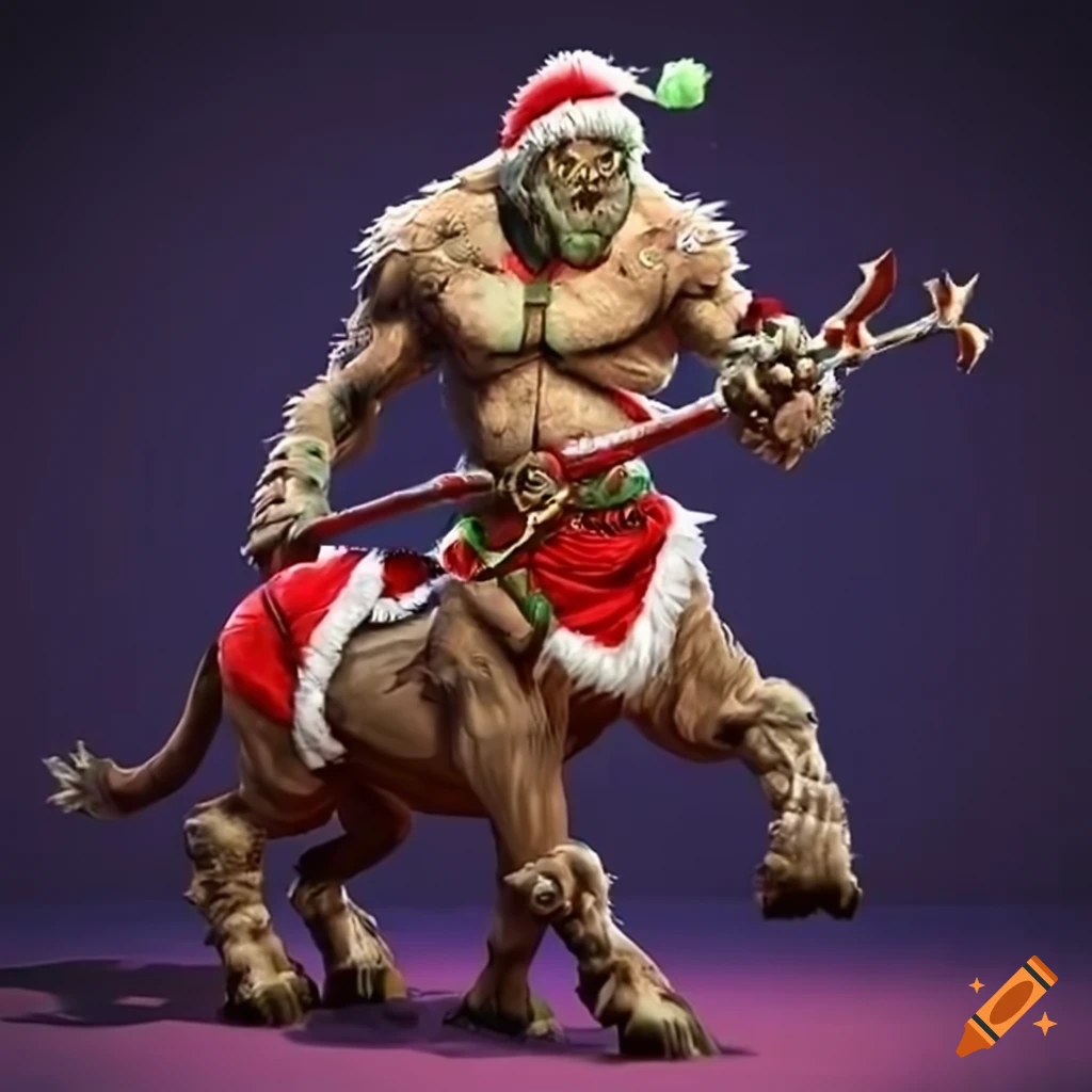 Fallout mutant centaur Santa Claus reindeer on Craiyon