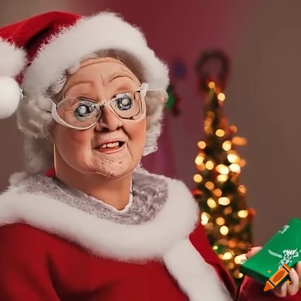 Mrs. claus playing a christmas prank on Craiyon