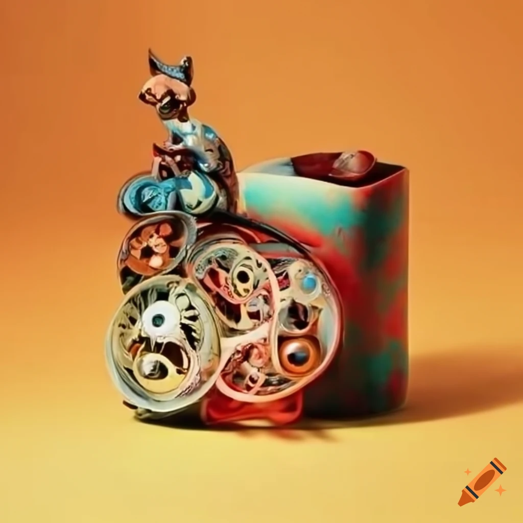 Strange and surreal mechanical toys in the living room on Craiyon
