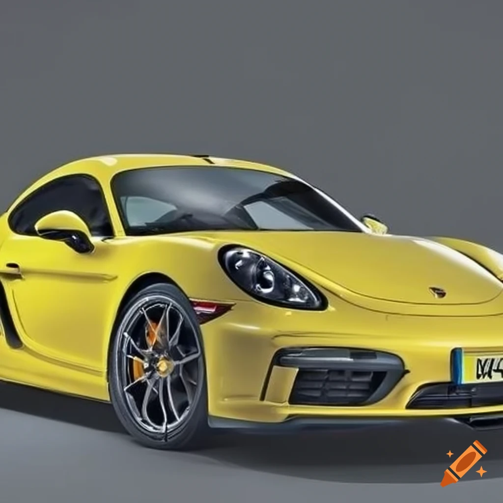 Porsche cayman gts in racing yellow color on Craiyon