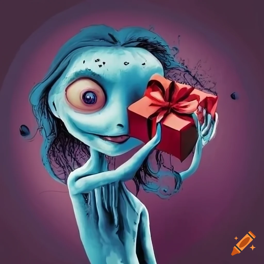 Tim burton-style gift-giving hand on Craiyon