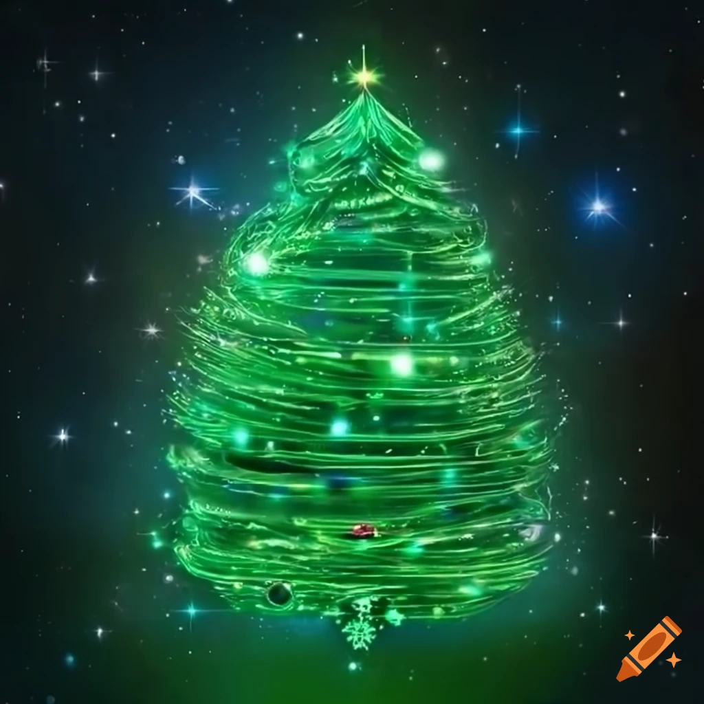 Green cosmic christmas tree on Craiyon