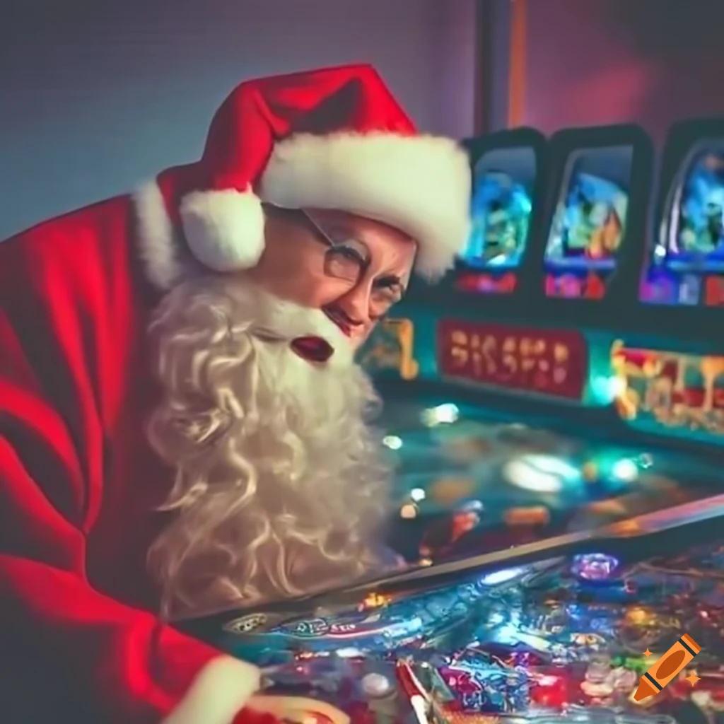 Santa playing pinball on Craiyon
