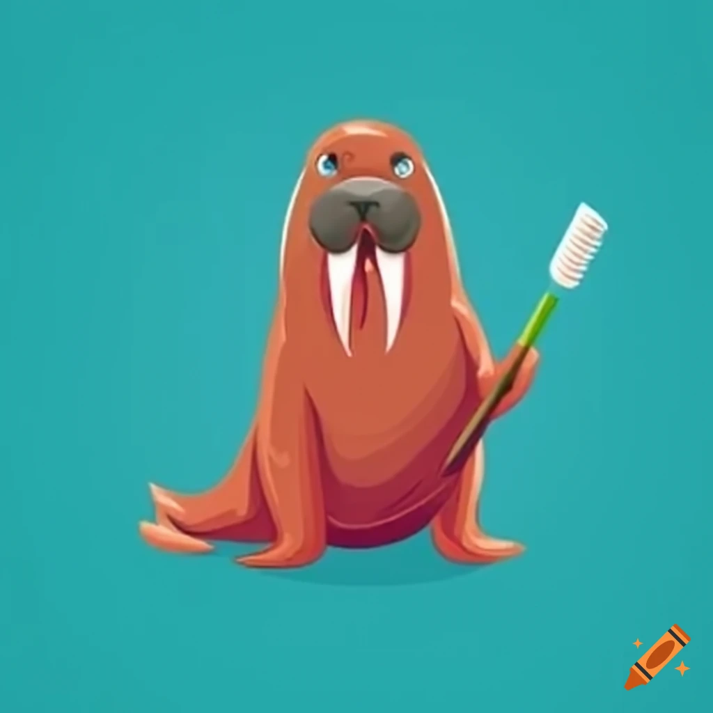 Walrus holding a toothbrush on Craiyon