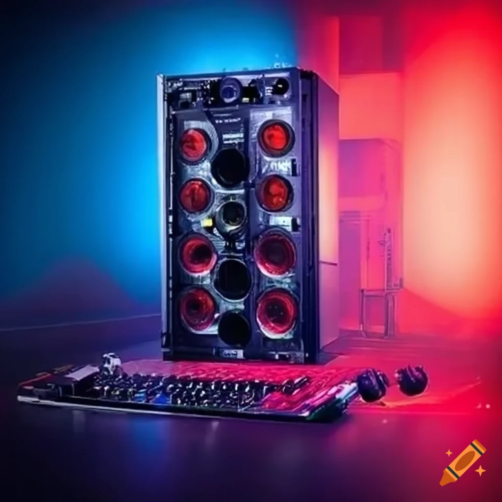 Blue sky techno electronic euro rack on Craiyon