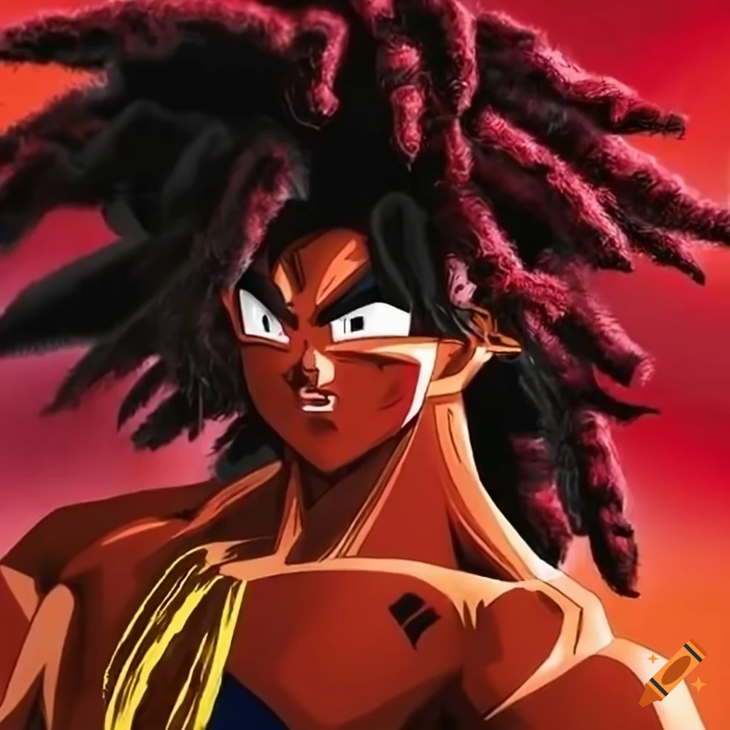 Goku with red dreadlocks on Craiyon