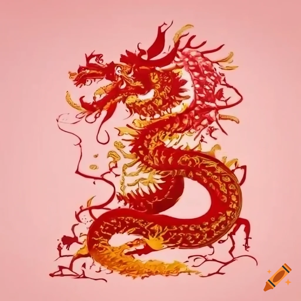 Chinese paper cutting of a dragon for spring festival on Craiyon