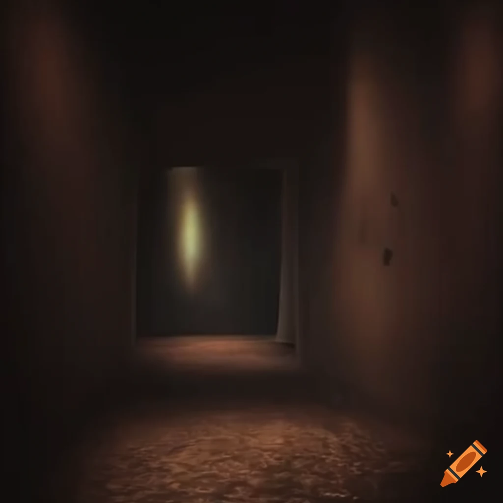 Realistic eerie liminal space with mysterious creature on Craiyon