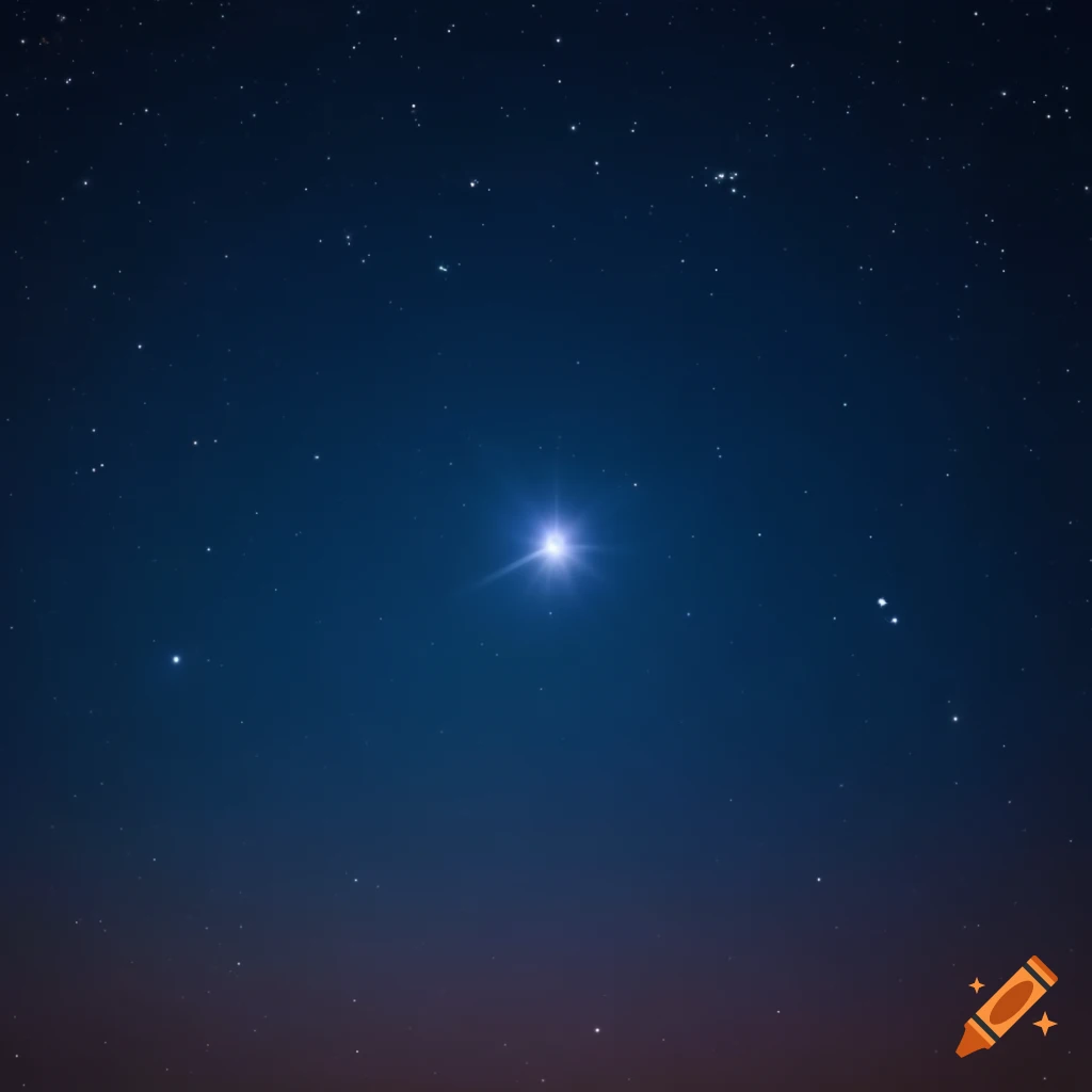 Singular star in the night sky on Craiyon