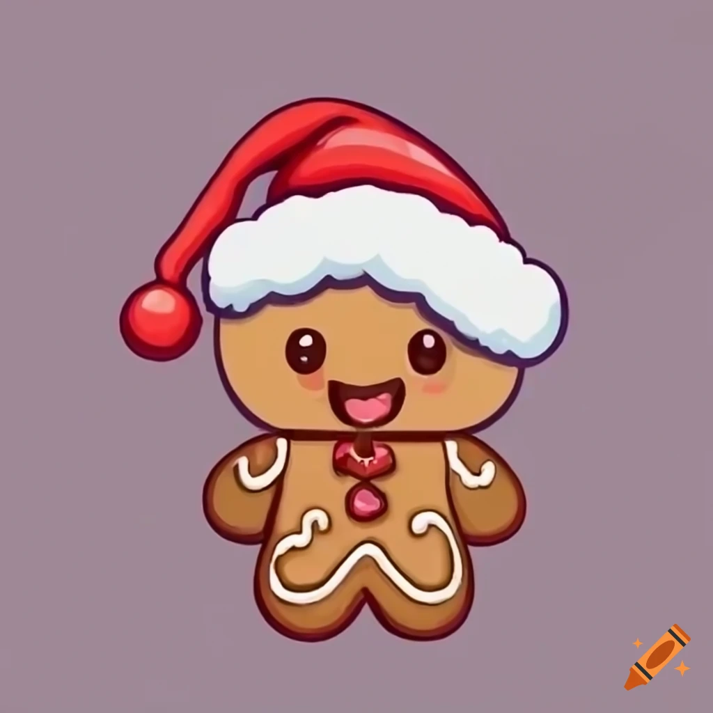 Chibi gingerbread with santa hat on Craiyon