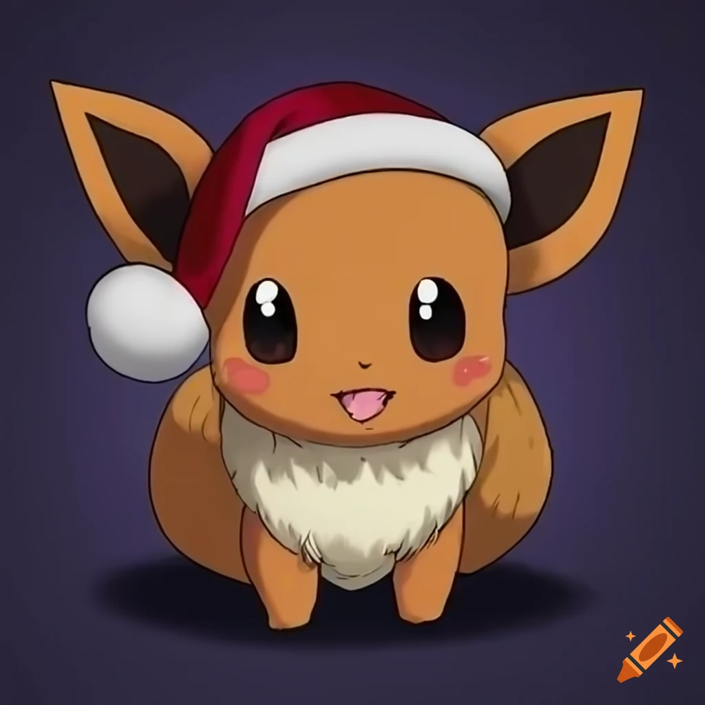 Eevee dressed as santa from pokémon on Craiyon