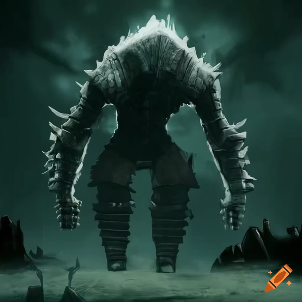 Ancient dark colossus inspired by shadow of the colossus on Craiyon