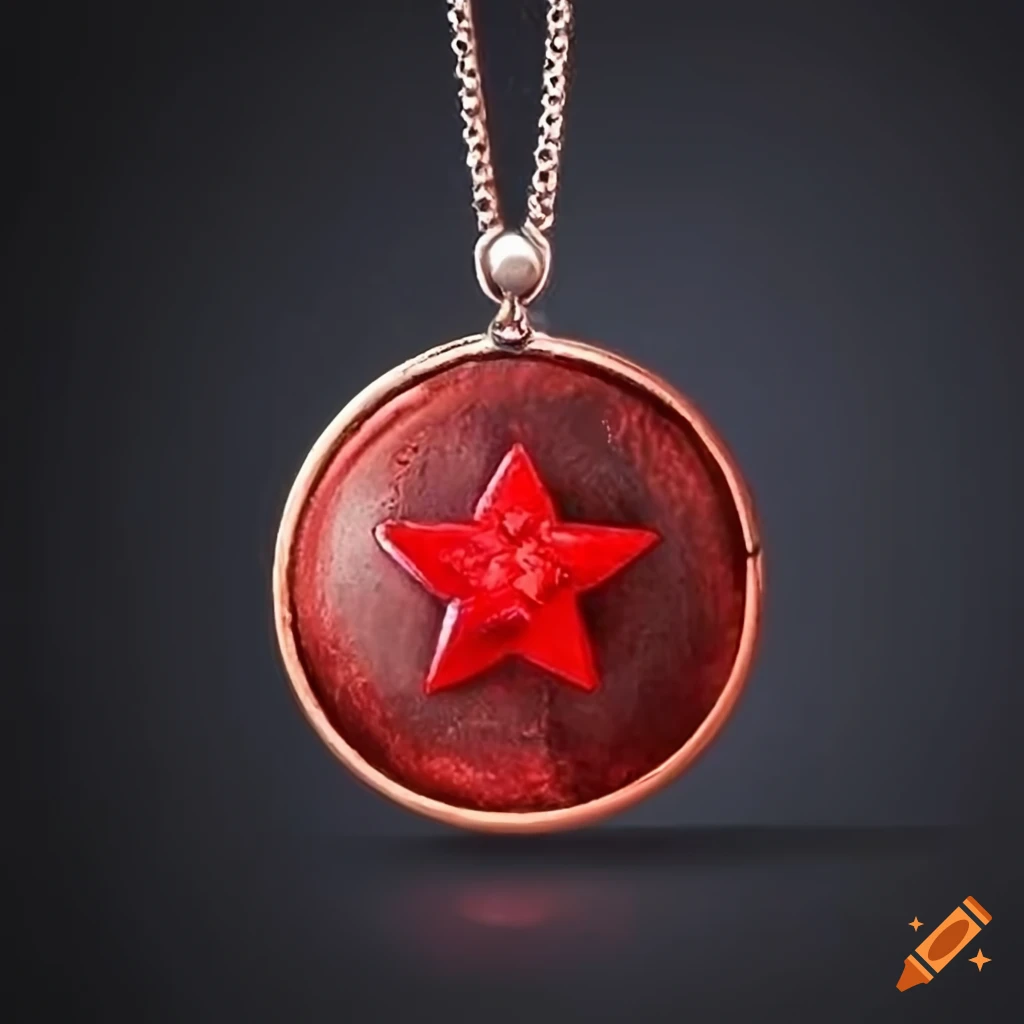 Red star amulet in a fantasy setting on Craiyon