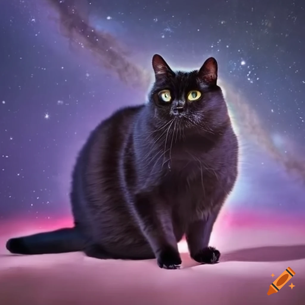 Relaxed black cat with a white streak on its forehead sitting among the ...