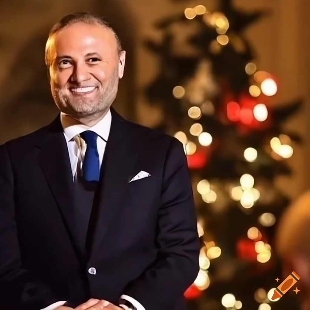 Joseph muscat in a christmas sweater with a cheerful grin at castille ...
