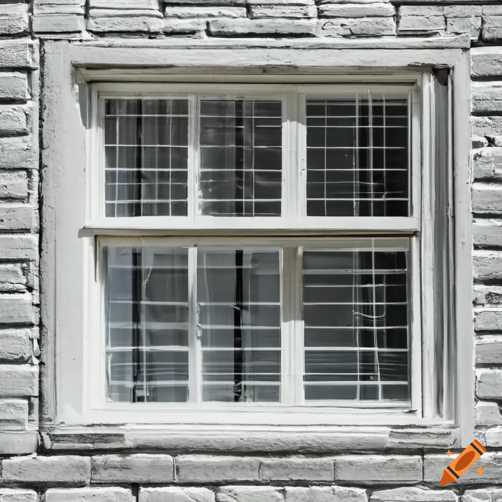 White brick wall with centered window on Craiyon