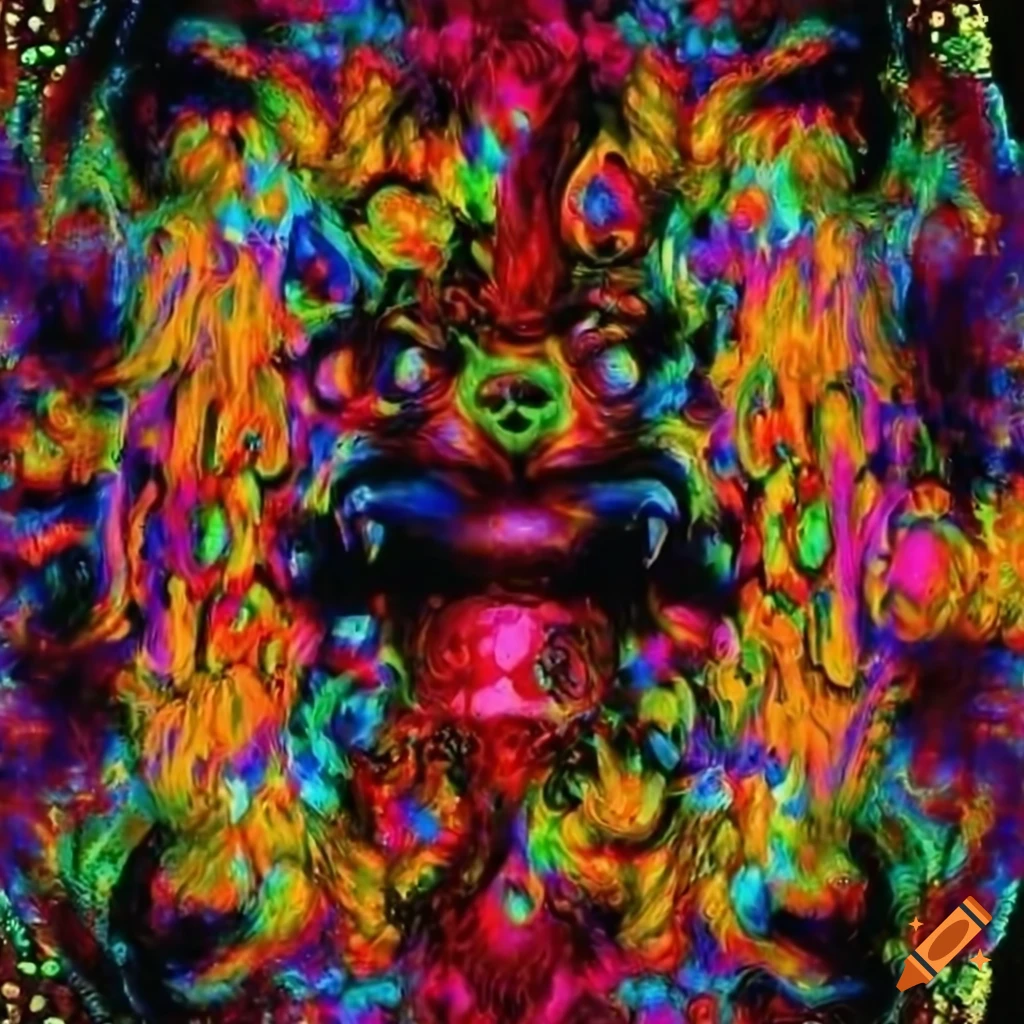 Abstract colorful lisa frank style design with jungle textures and ...