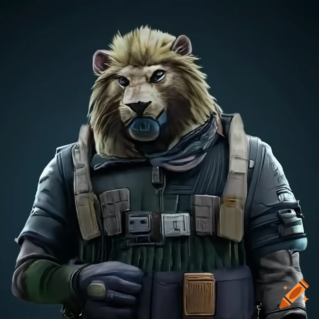 Rainbow six siege lion character on Craiyon