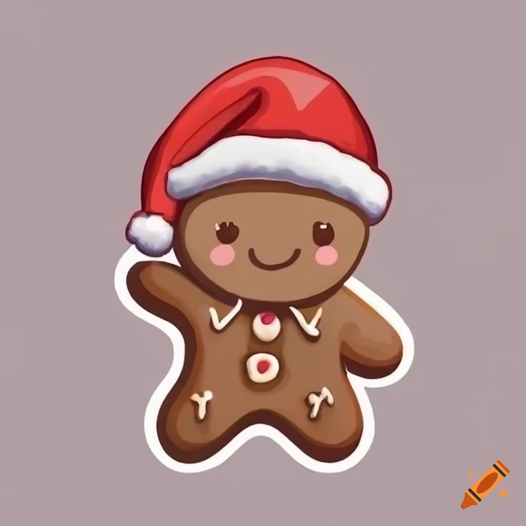 Chibi gingerbread with santa hat on Craiyon