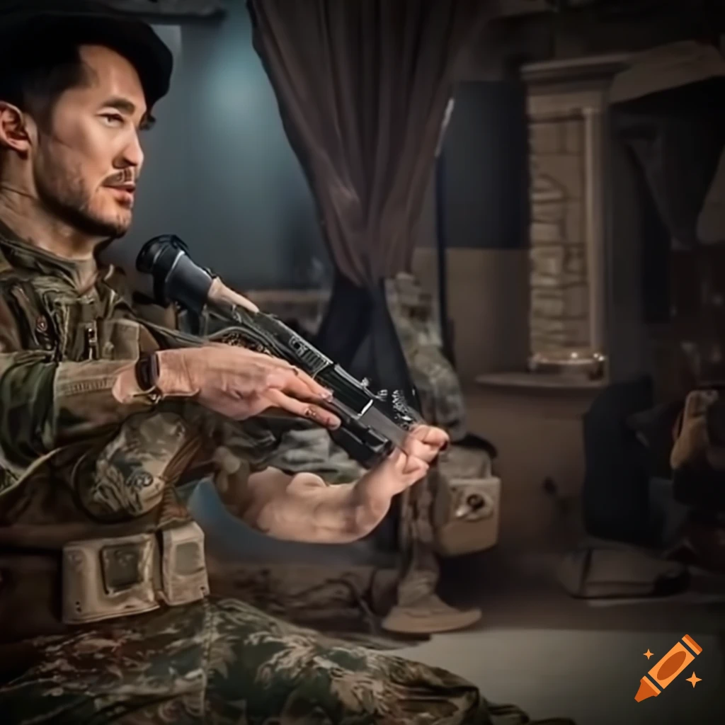 Markiplier in a wartime setting on Craiyon