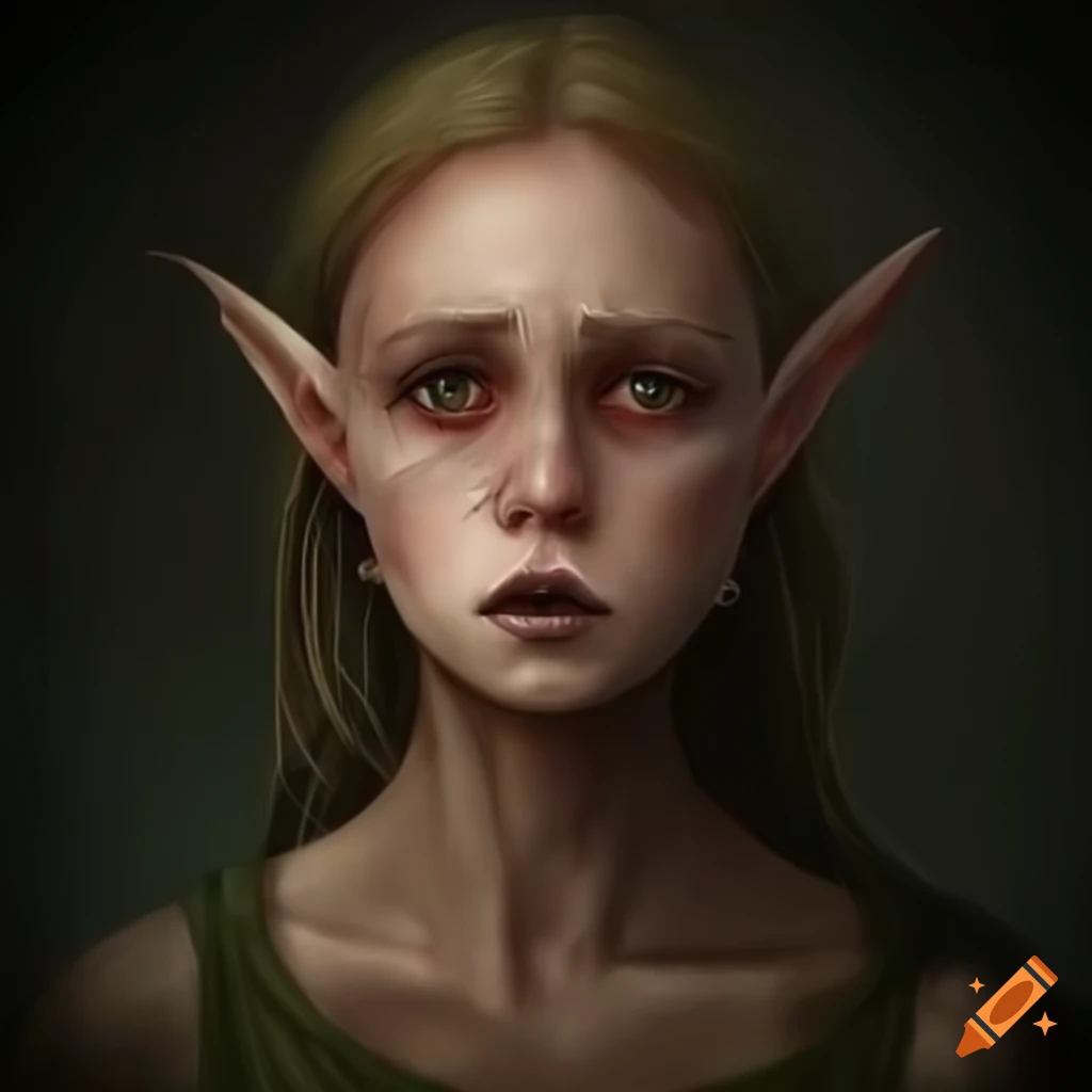 Realistic portrait of a depressed elf on Craiyon
