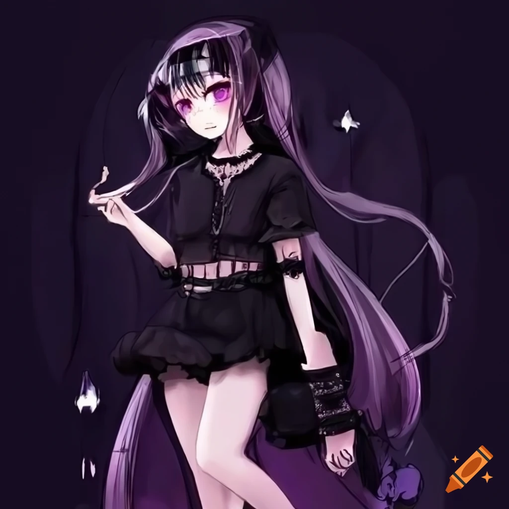 Anime goth girl on Craiyon