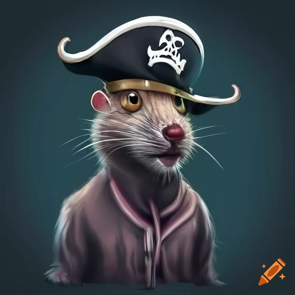 Funky pirate rat in h.r.giger style with misty canalization background ...