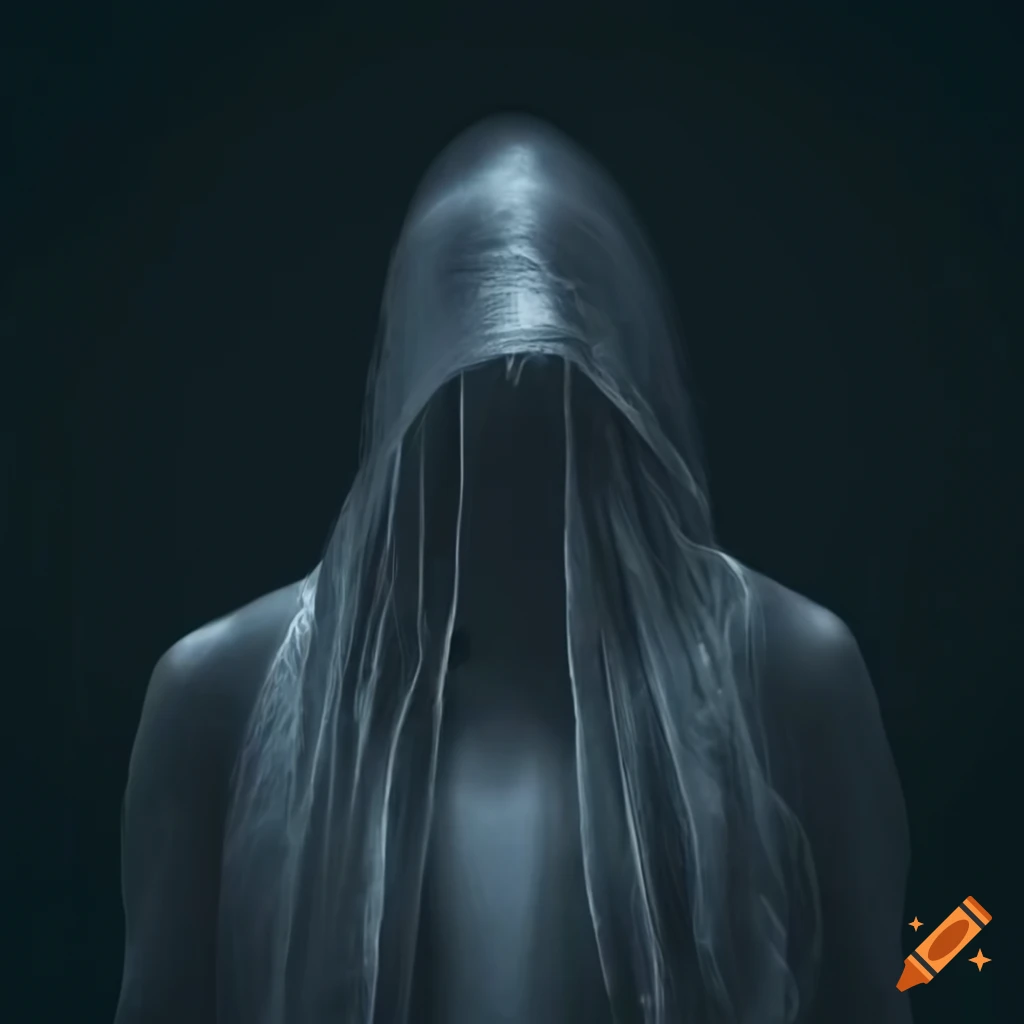 Man wrapped in darkness walking with woman wrapped in light on Craiyon