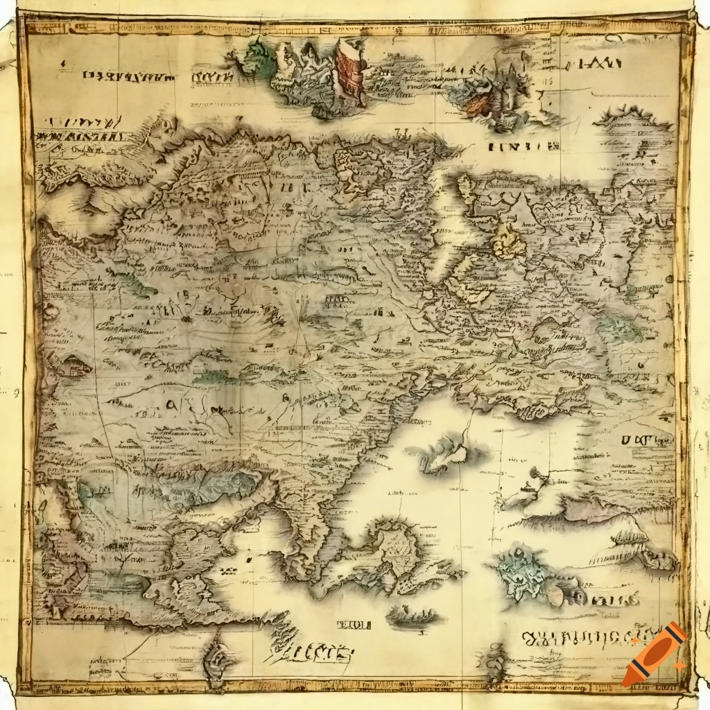 Antique fantasy map on Craiyon