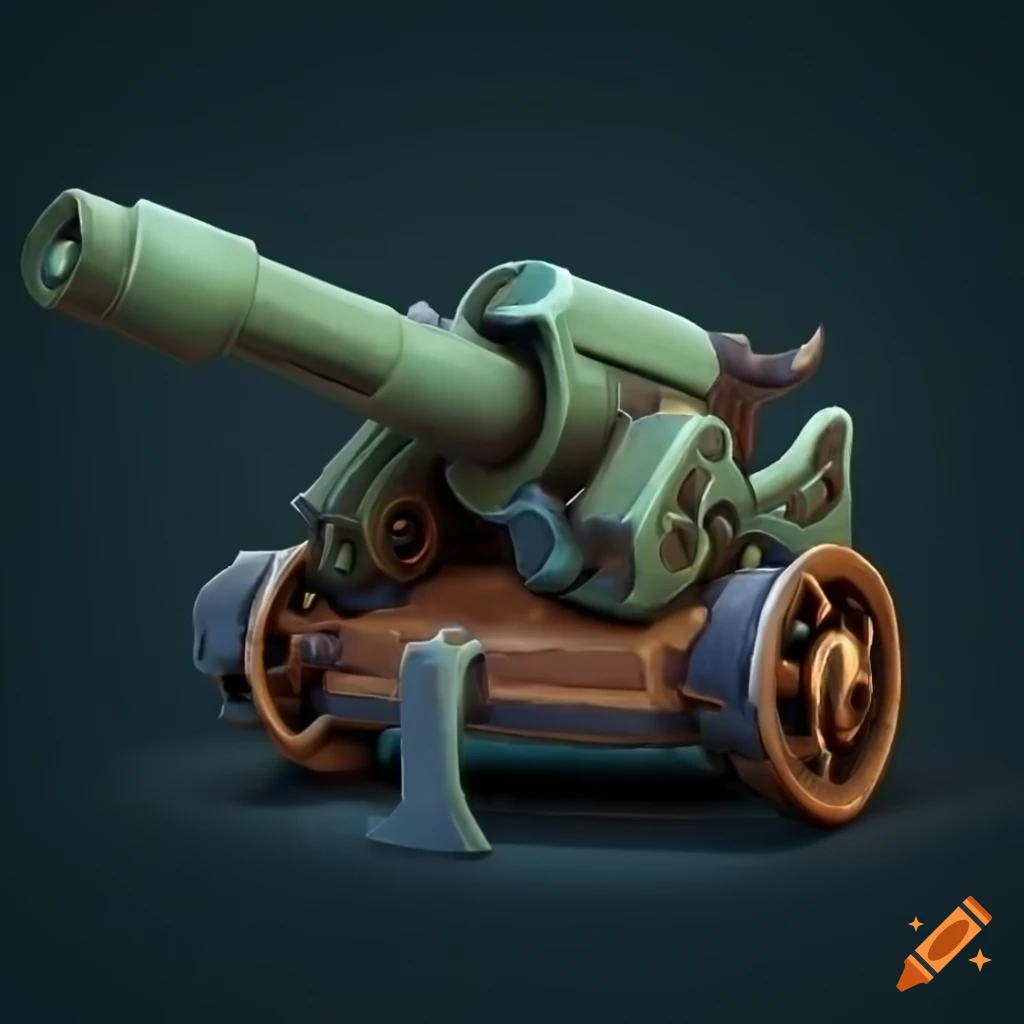 Stylized fantasy howitzer gun on Craiyon