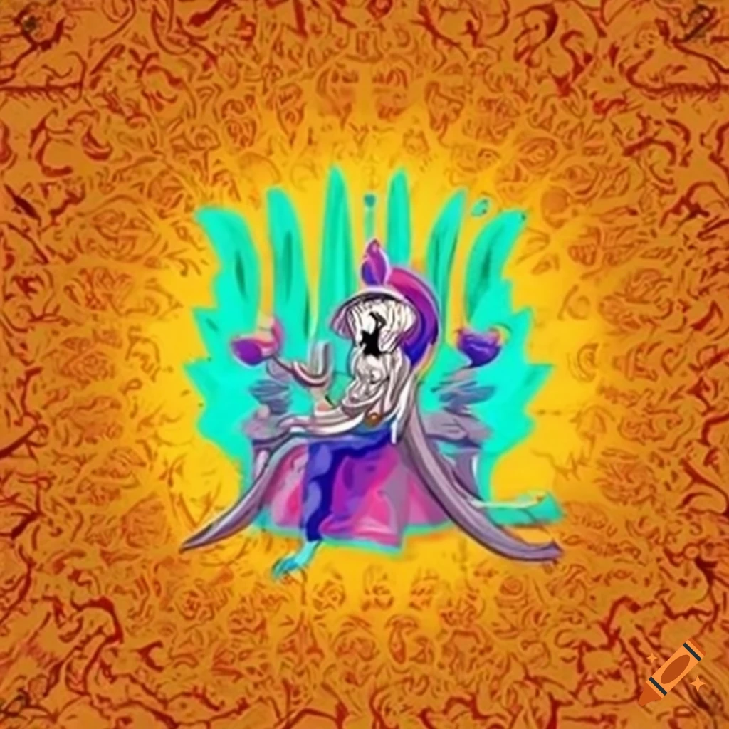 Rat king on throne with Gorillaz art style and psychedelic patterns on ...