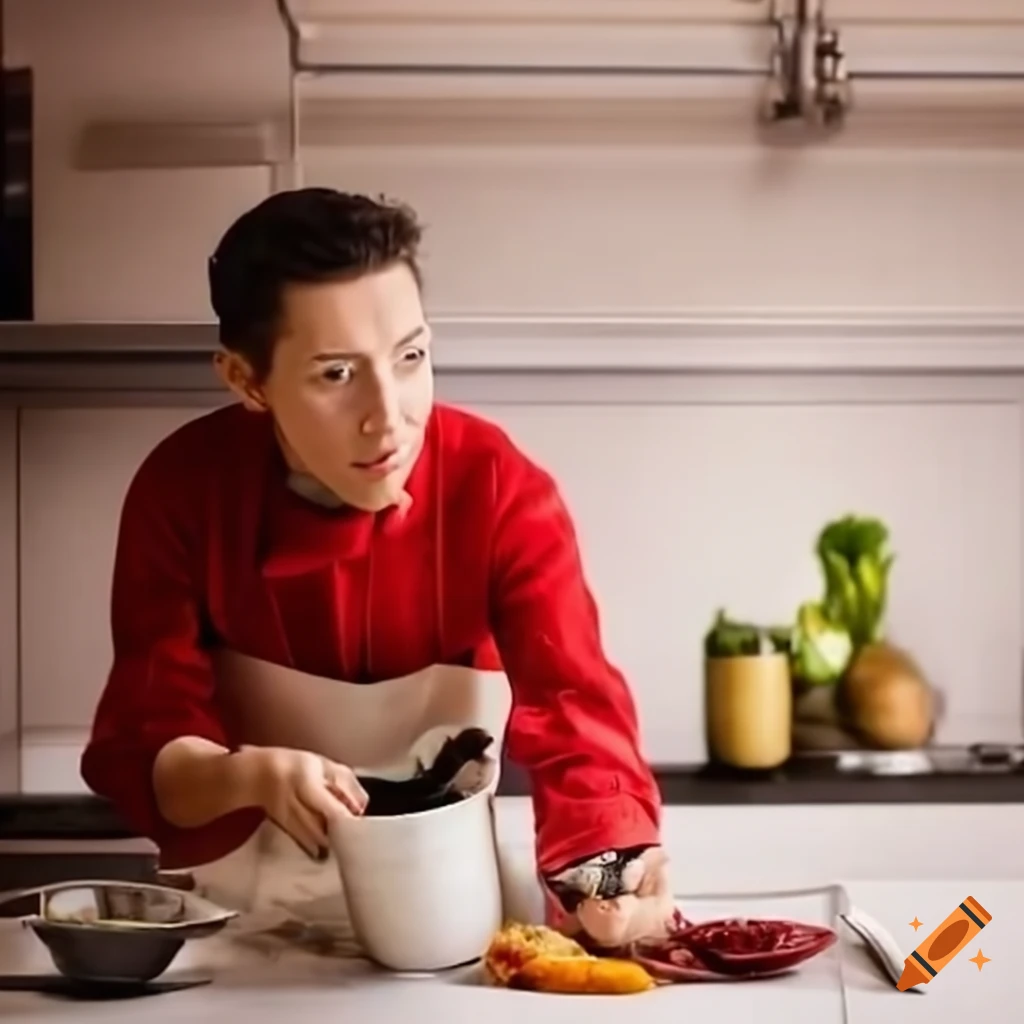 Goofy silly chef cooking in a kitchen on Craiyon