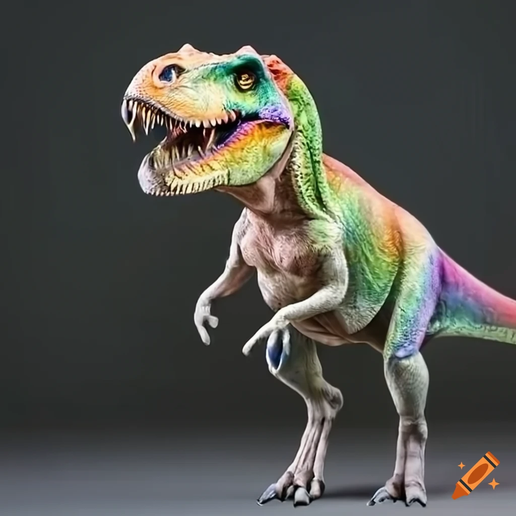 Colorful t-rex in rainbow colors on Craiyon
